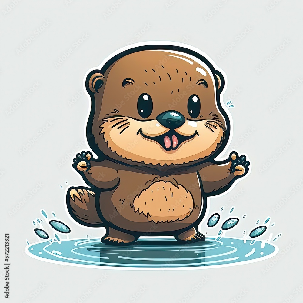 cartoon beaver sticker for nature and fauna enthusiasts generative ai ...