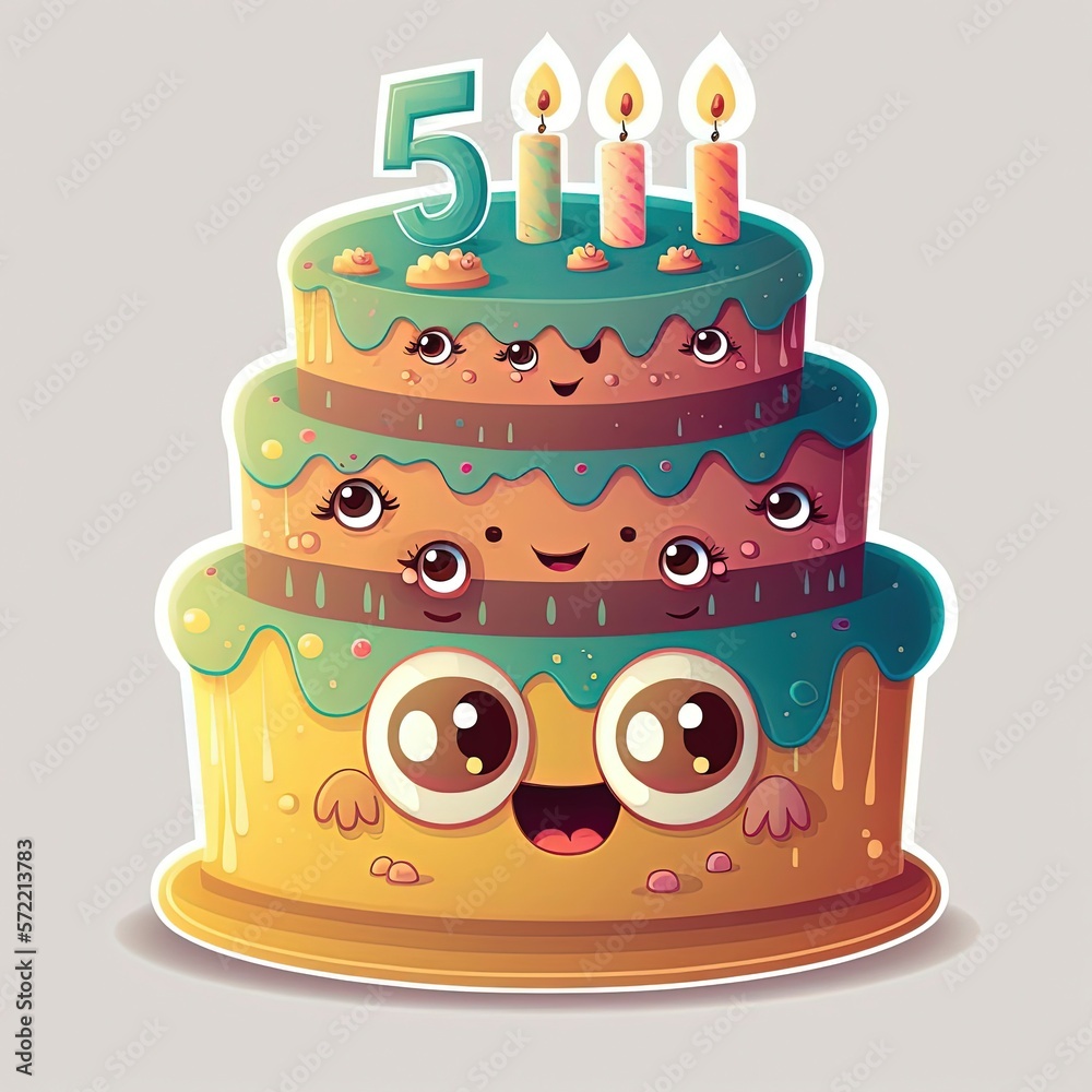 cute cartoon birthday cake for kids special day generative ai ...
