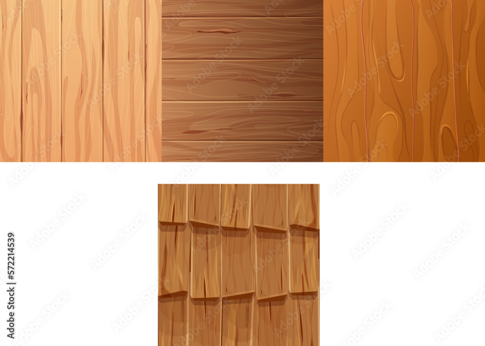 Set wooden material, textured surface wood comic background in cartoon ...