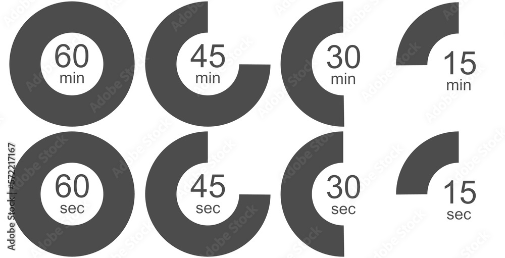Grey timer icons collection isolated over transparent background, png ...