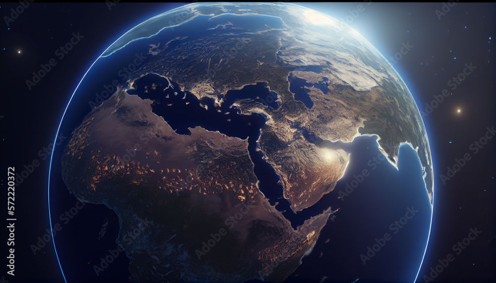 space view satellite planet atmosphere oceans and continents territory ...