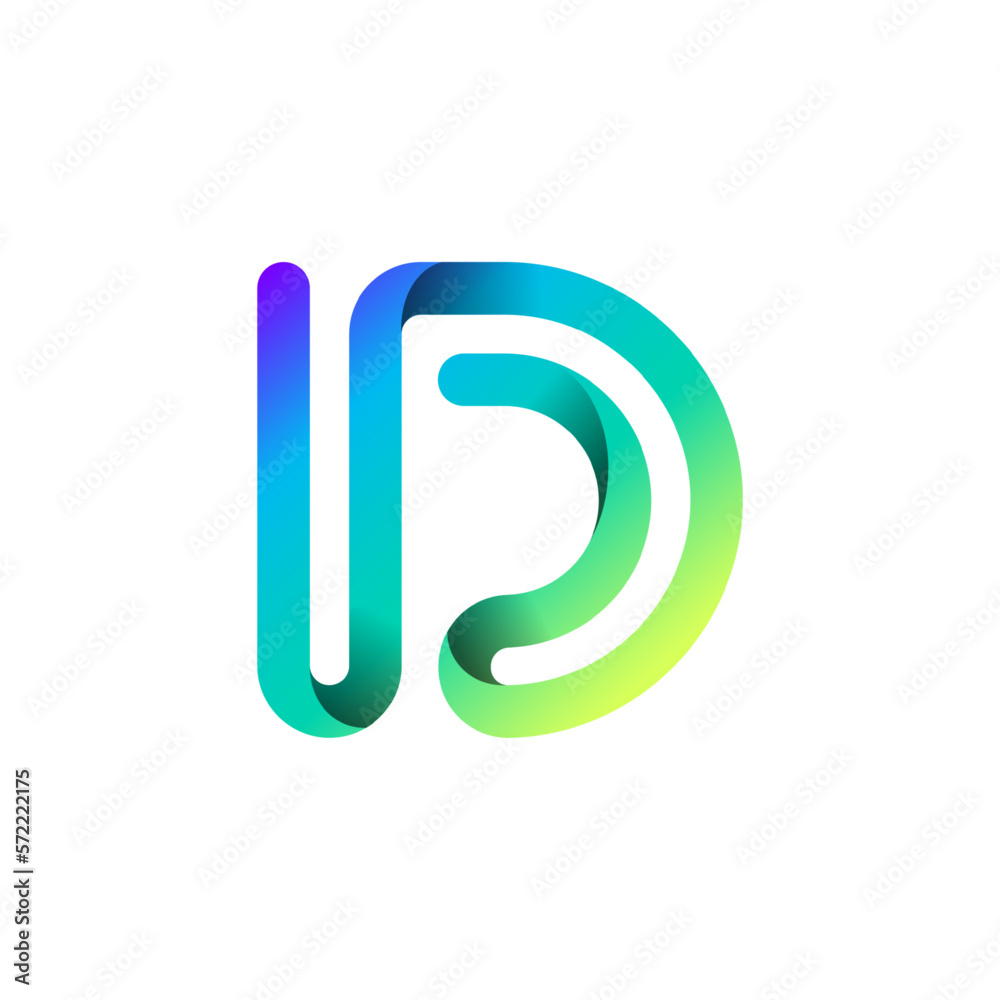 Ribbon font alphabet, English uppercase 3d letter D, vector ...