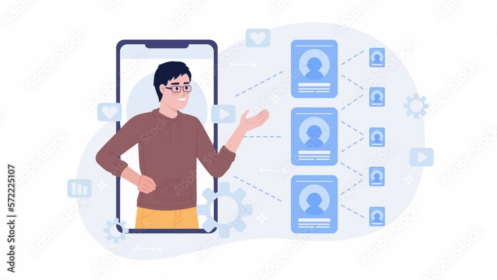 Animated viral marketing. Influencer reaching target audience on social ...