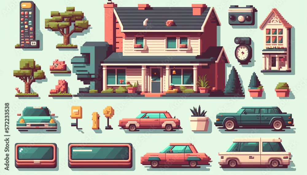 Pixel Art game icon object collection 16 bits, 8 bits Stock ...