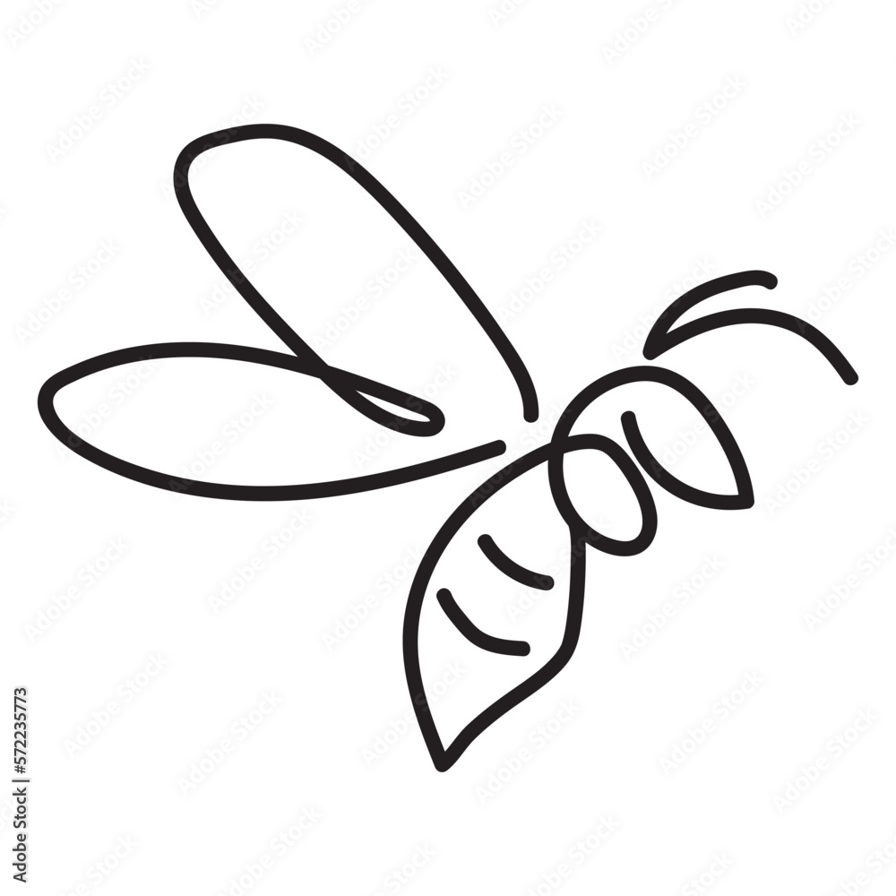 Bee line art clipart, Linear of doodle bees Vector illustration ...