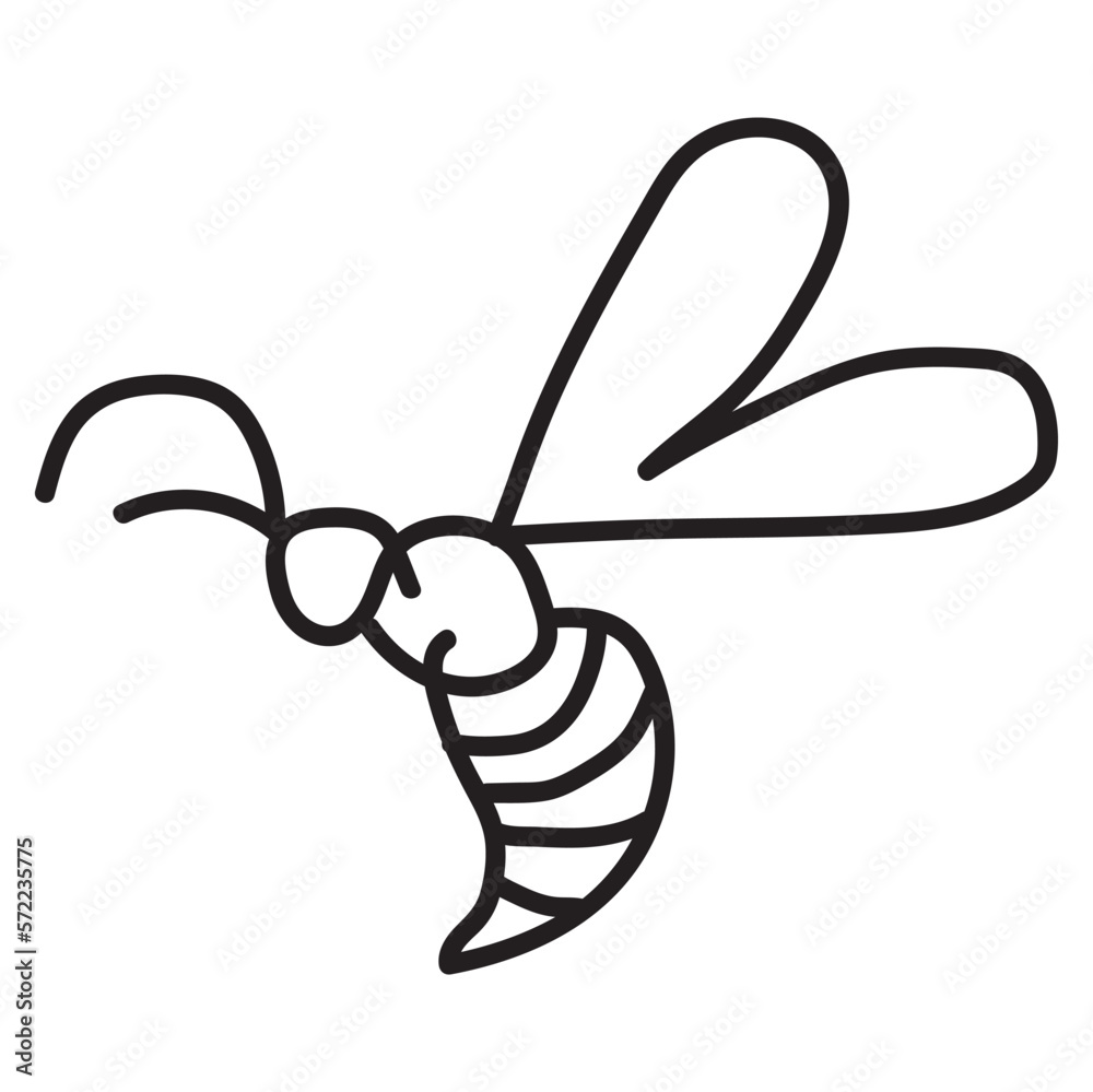 Bee line art clipart, Linear of doodle bees Vector illustration ...