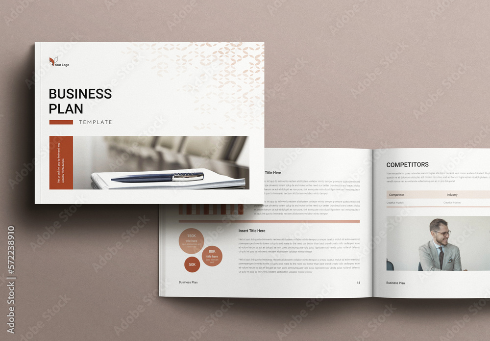 Business Plan Brochure Template Landscape Stock Template | Adobe Stock
