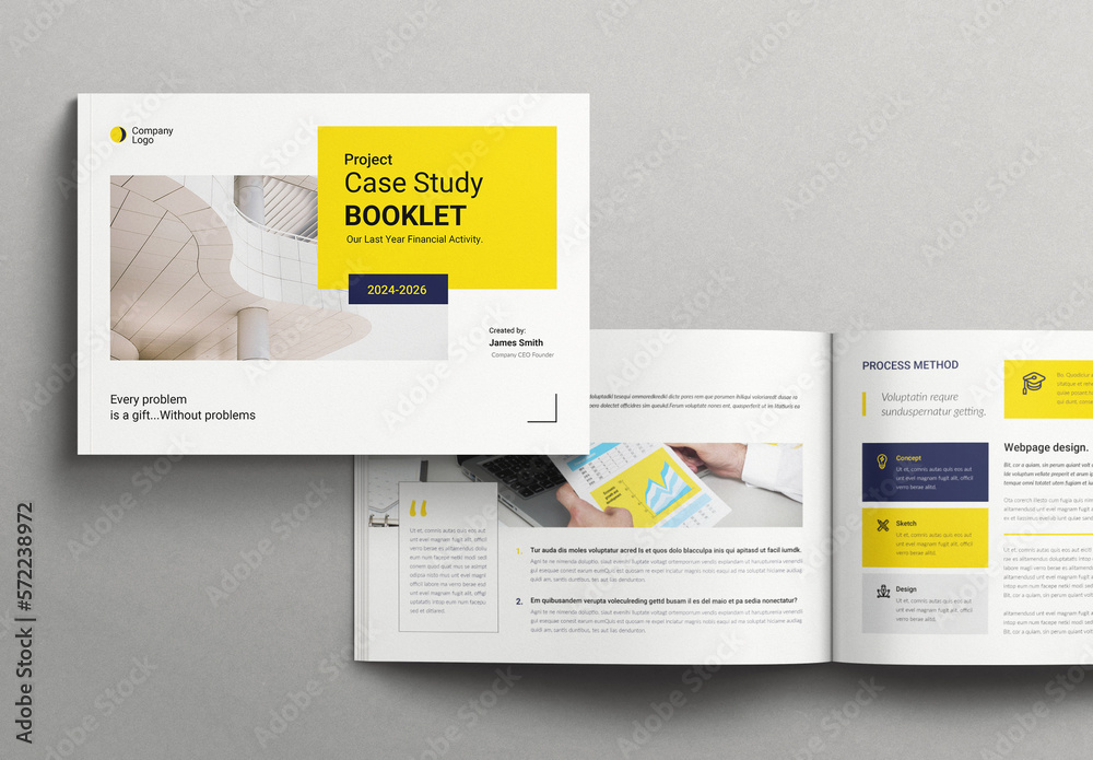 Case Study Booklet Template Landscape Stock Template | Adobe Stock