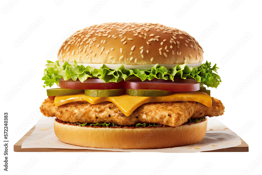 Chicken Burger on a Transparent Background - Generative AI Stock ...