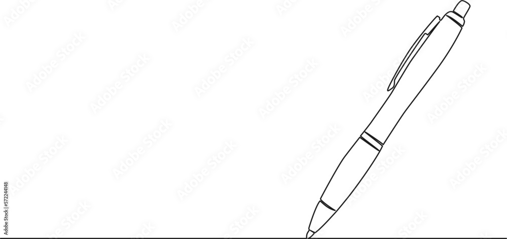 continuous single line drawing of ballpoint pen, line art vector ...
