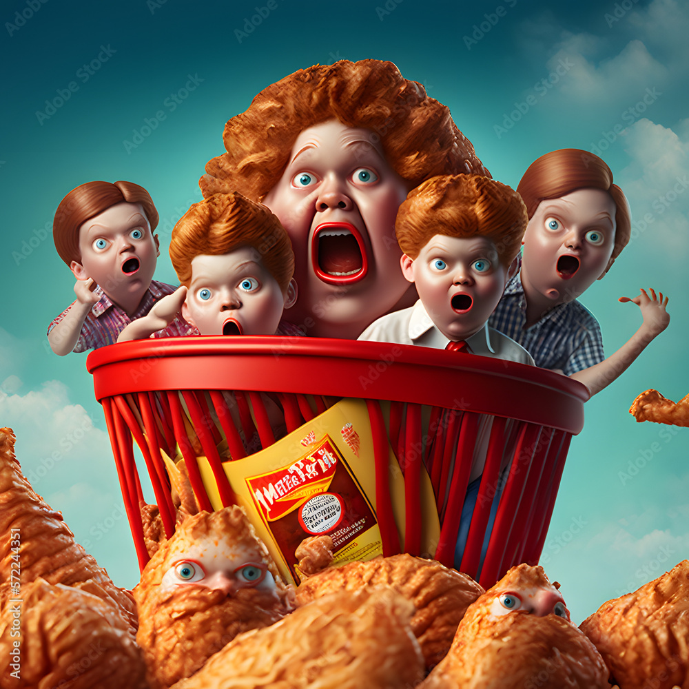 Kentucky Fried Children scared fried children Stock Illustration | Adobe Stock