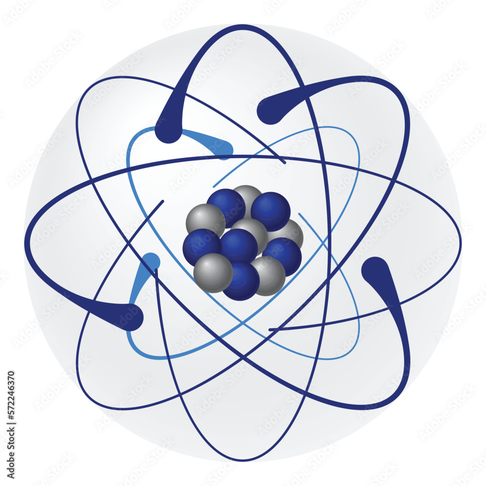 Atom model vector drawing. White background. Stock Vector | Adobe Stock