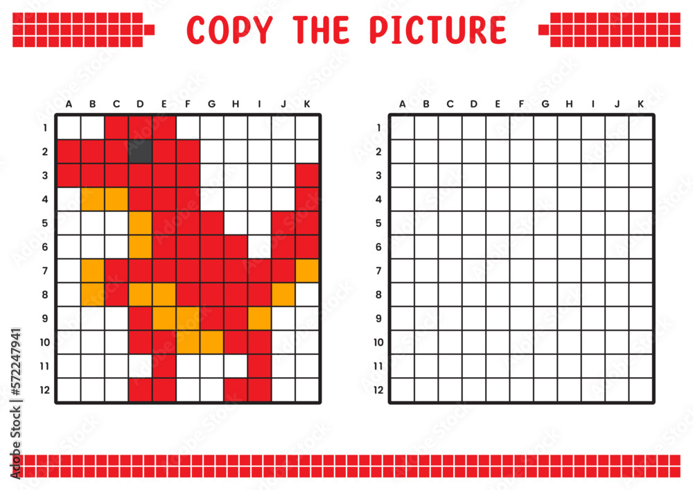 Copy the picture, complete the grid image. Educational worksheets ...