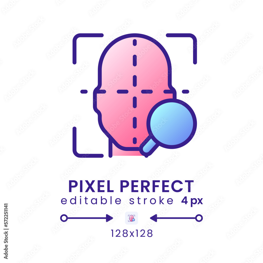 Facial coding gradient fill desktop icon. Face recognition. Measuring ...