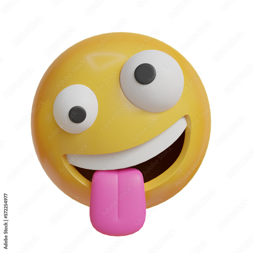 goofy expression 3d emoji with water in head laugh front angle Stock ...