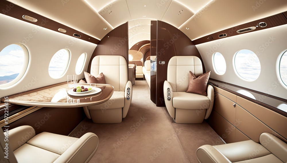 Futuristic luxurious corporate plane interior design generative ai ...