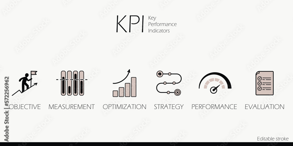 KPI web infographic vector illustration concept for key performance ...