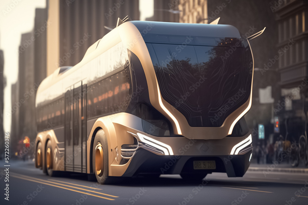Future of urban autonomous mobility city bus. Public transport ...
