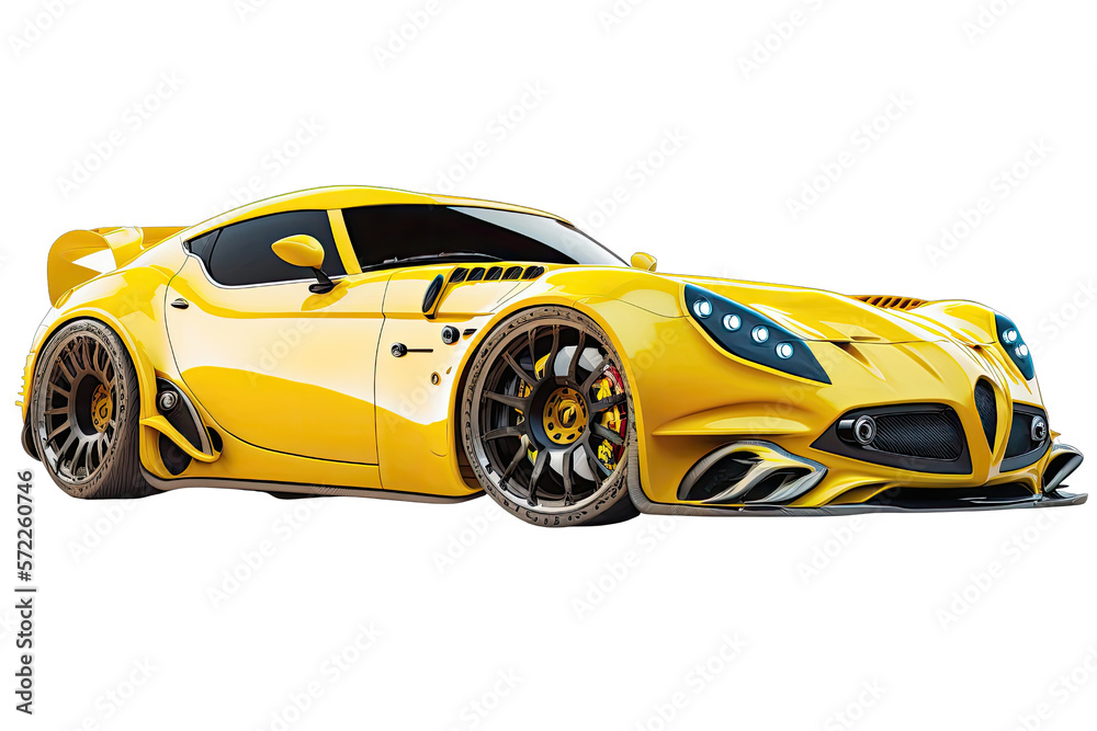yellow sports car transparent background, ai generated Stock ...
