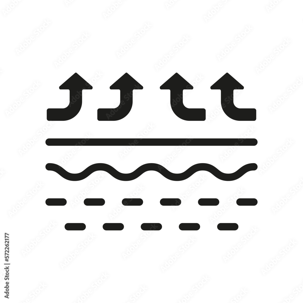 Moisture Evaporation of Skin Silhouette Icon. Skin Loss Water Pictogram. Skin Structure and ...