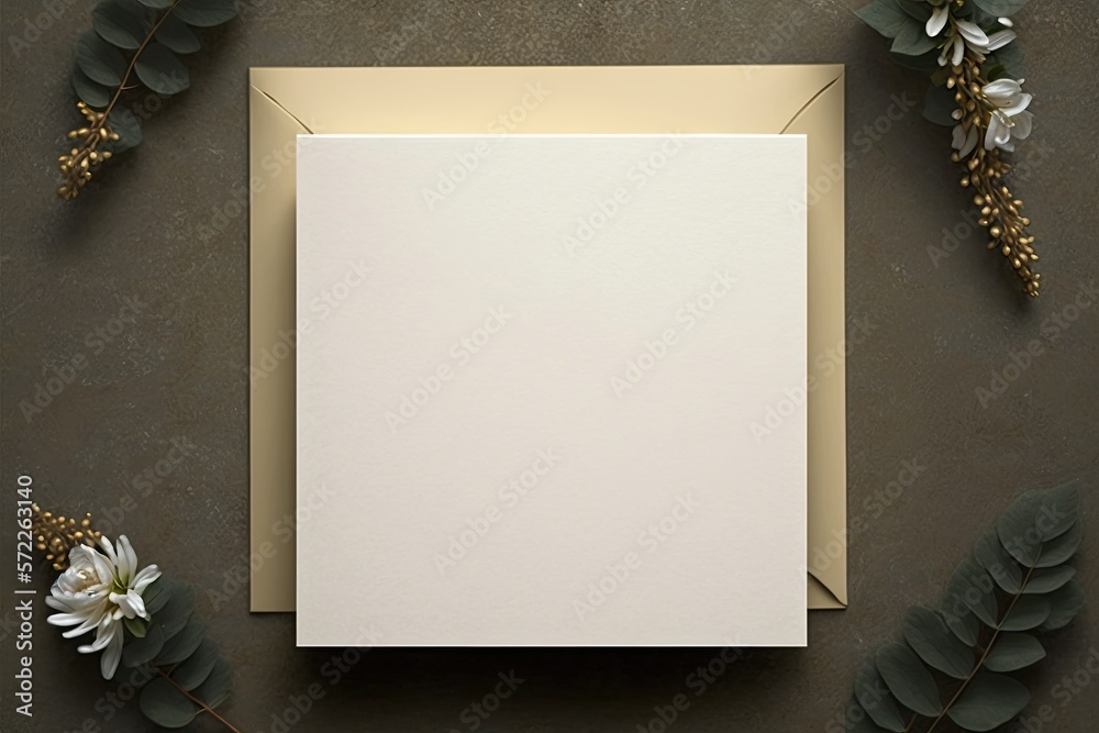 Blank white wedding invitation. Mock up template for Design or product ...