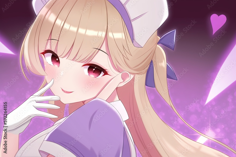 Pretty anime girl looking at you and sending kiss illustration ...