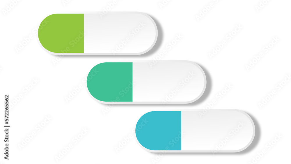 infographic with three steps color rounded rectangle label for business ...