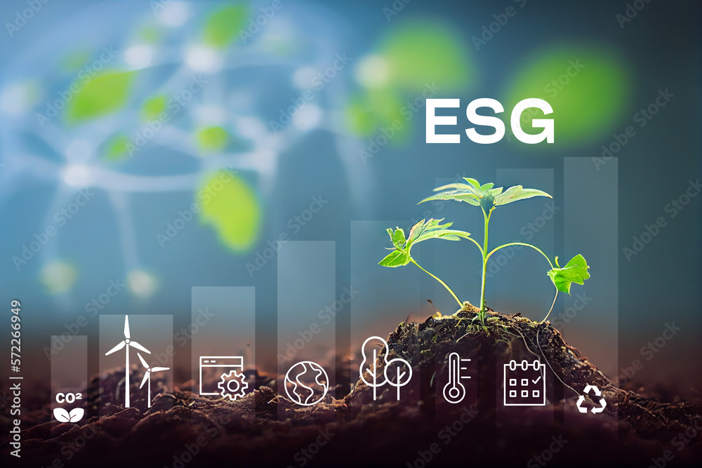 Young green plant growing from the ground Environmental technology ...