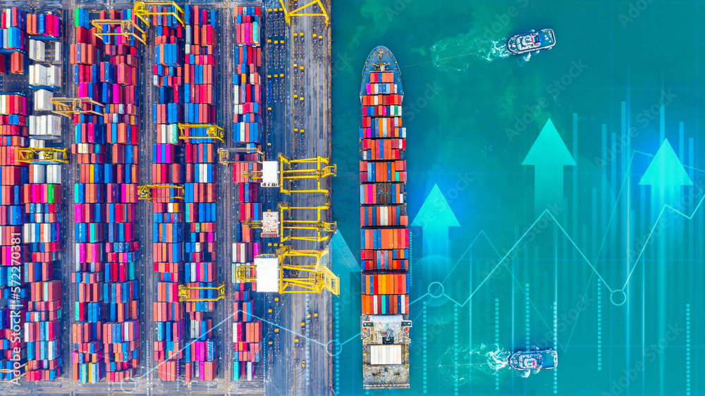 Container cargo ship global business logistics import export freight ...