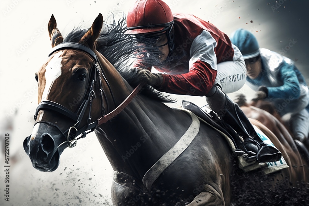 Horses racing at the Kentucky derby up close Stock Illustration | Adobe ...