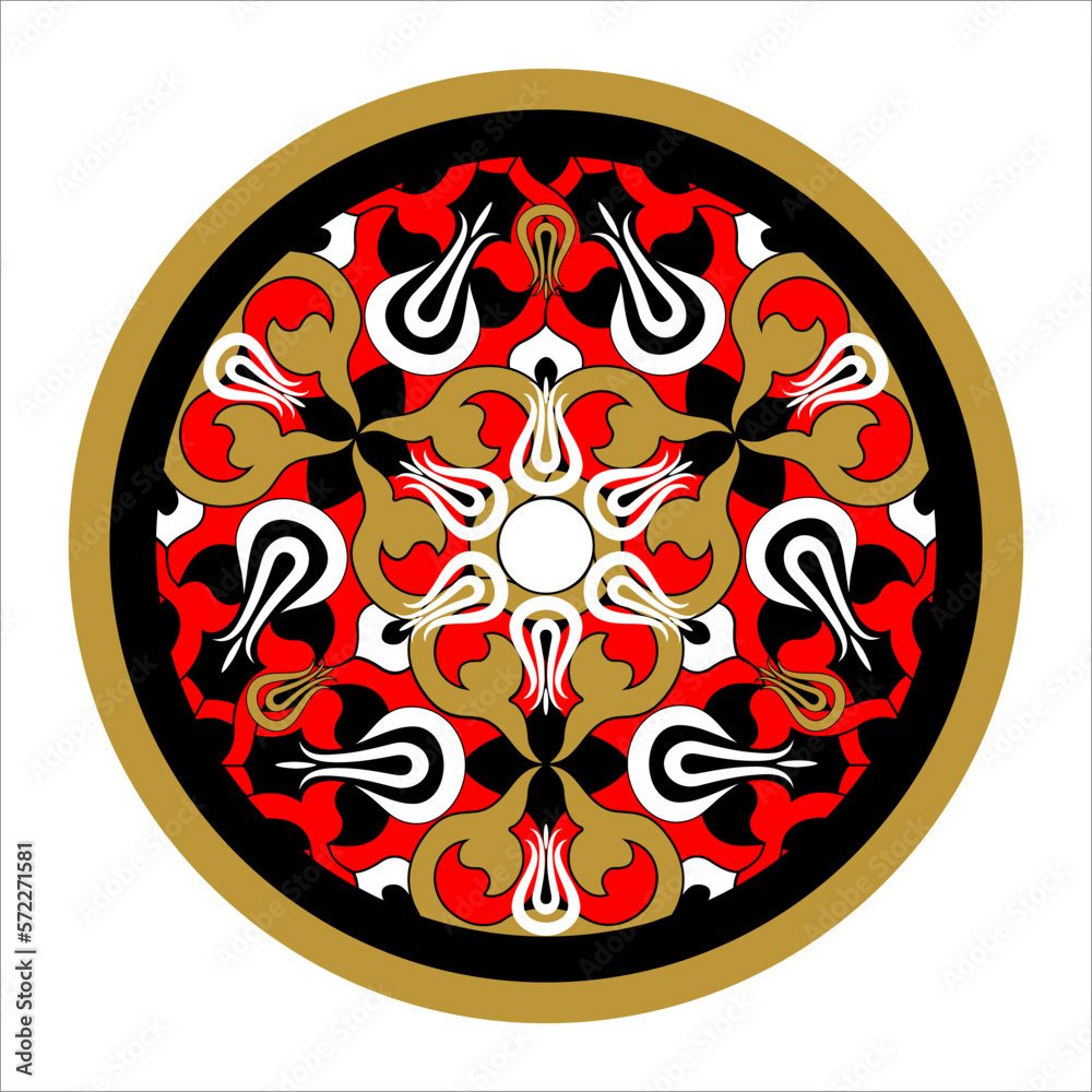 Ornament element for plate design in authentic style. Vector art of ...
