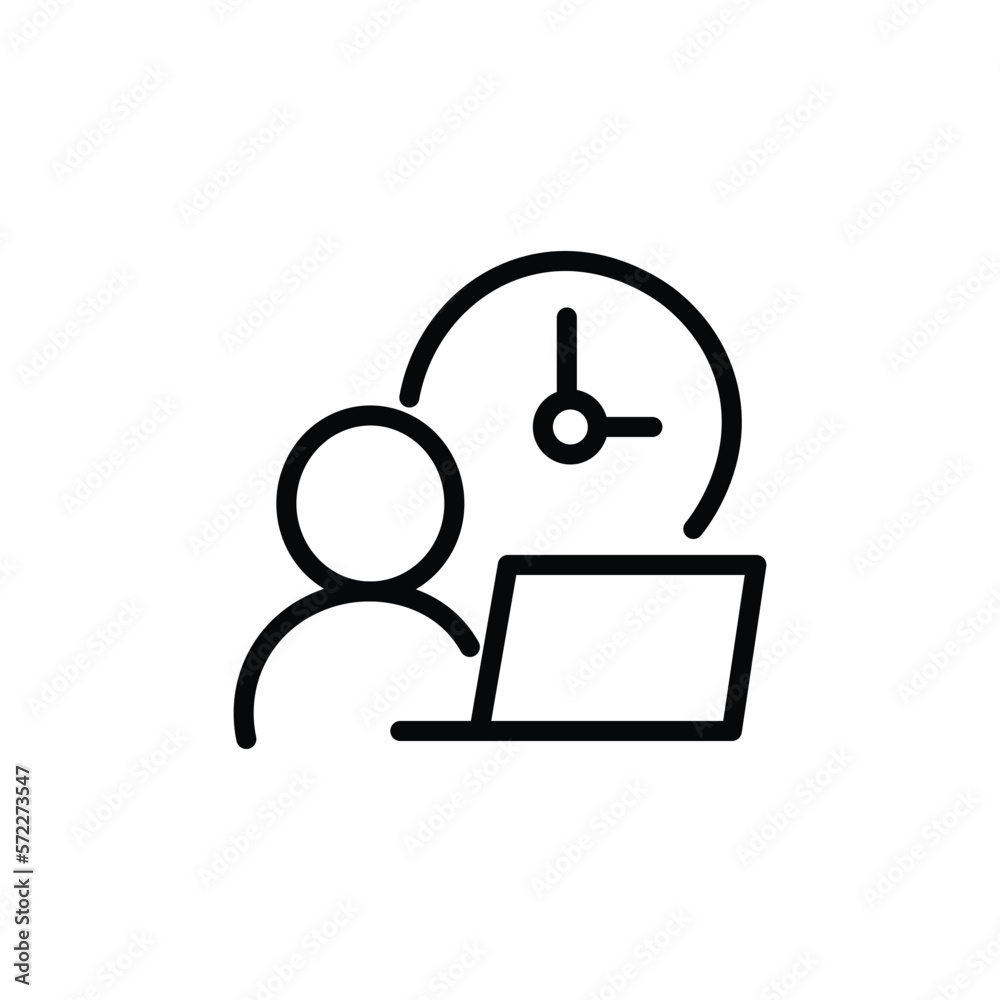 flexible schedule work icon, worker hours, punctual business man, part ...