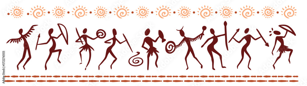 Prehistoring humans cave drawings Illustrations set on white background ...