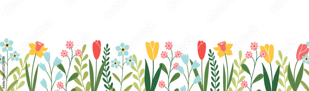 Horizontal Flower Border Clipart