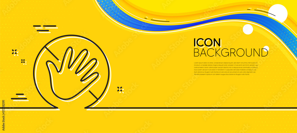 Do not touch hand line icon. Abstract yellow background. Hygiene rules ...