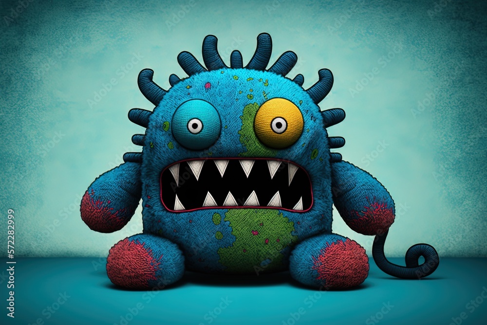 Sneaky stuffed animal cartoon hand-drawn in vivid colors Generative AI ...