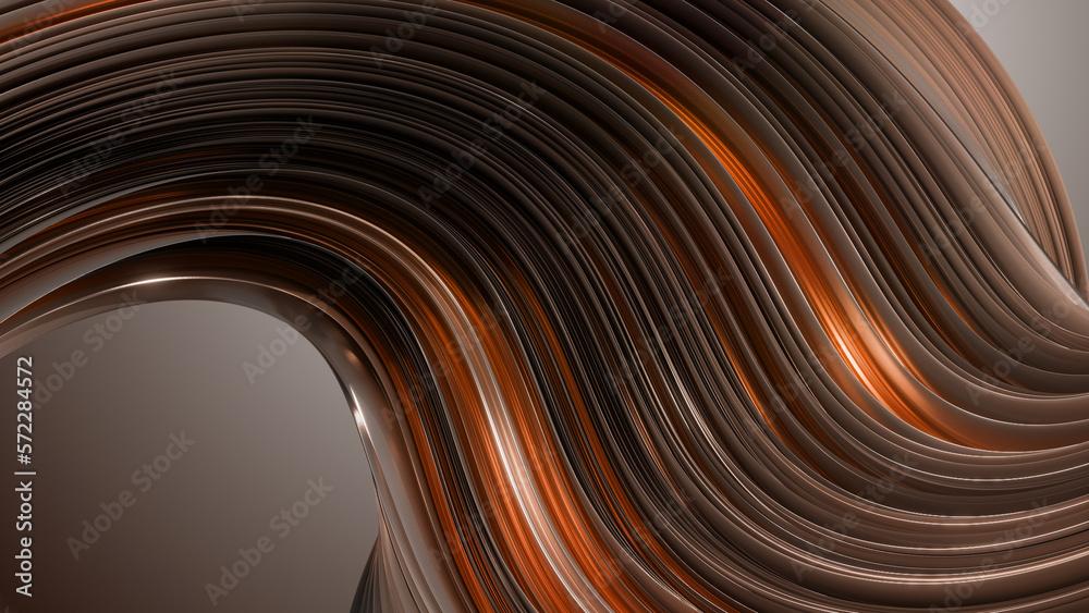 Luxury gold and copper metallic waves and folds wallpaper. 4k 3d render ...