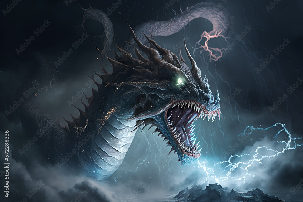 Scary dragon illustration of a artwork. Stock Illustration | Adobe Stock