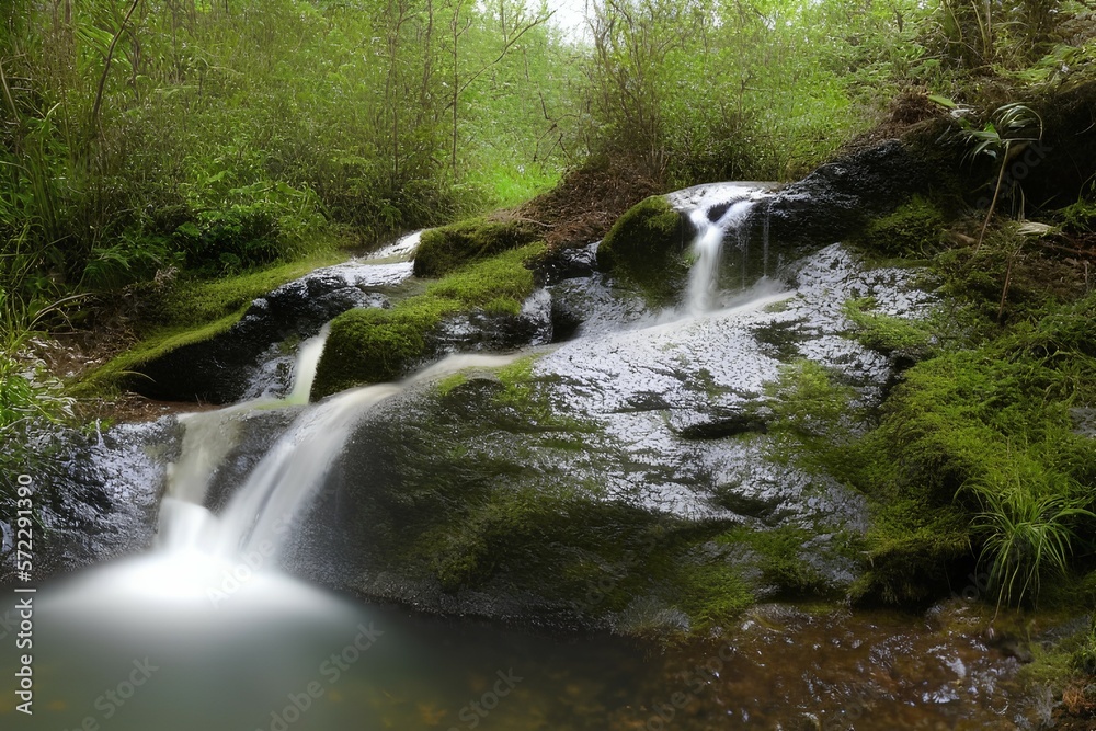 Natural small waterfall near Bet - generative ai Stock Illustration ...