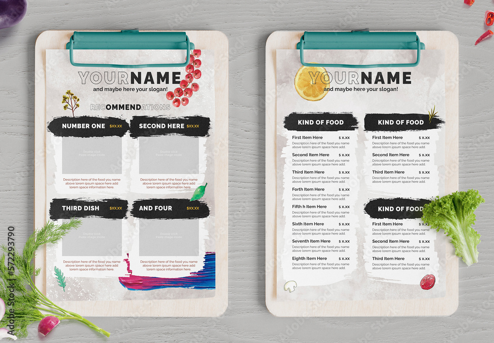 Art Food Menu B5 Pages Stock Template | Adobe Stock