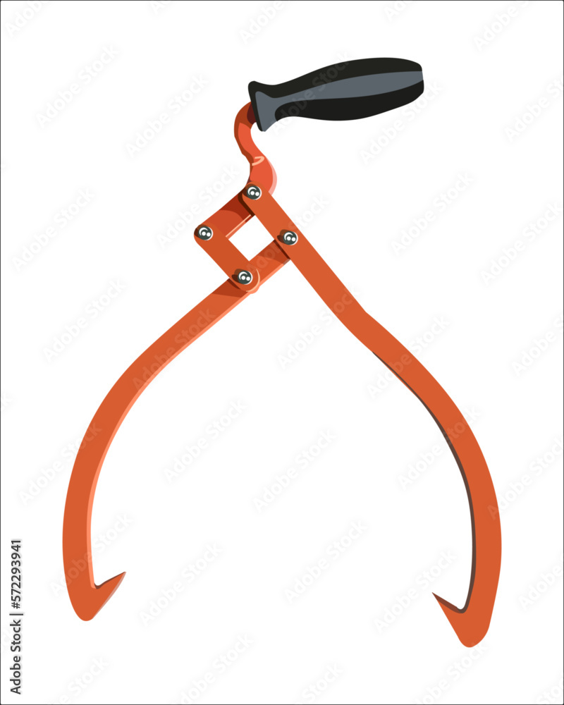 Vector Illustration timber lifting claws hook log tongs lifter tools ...