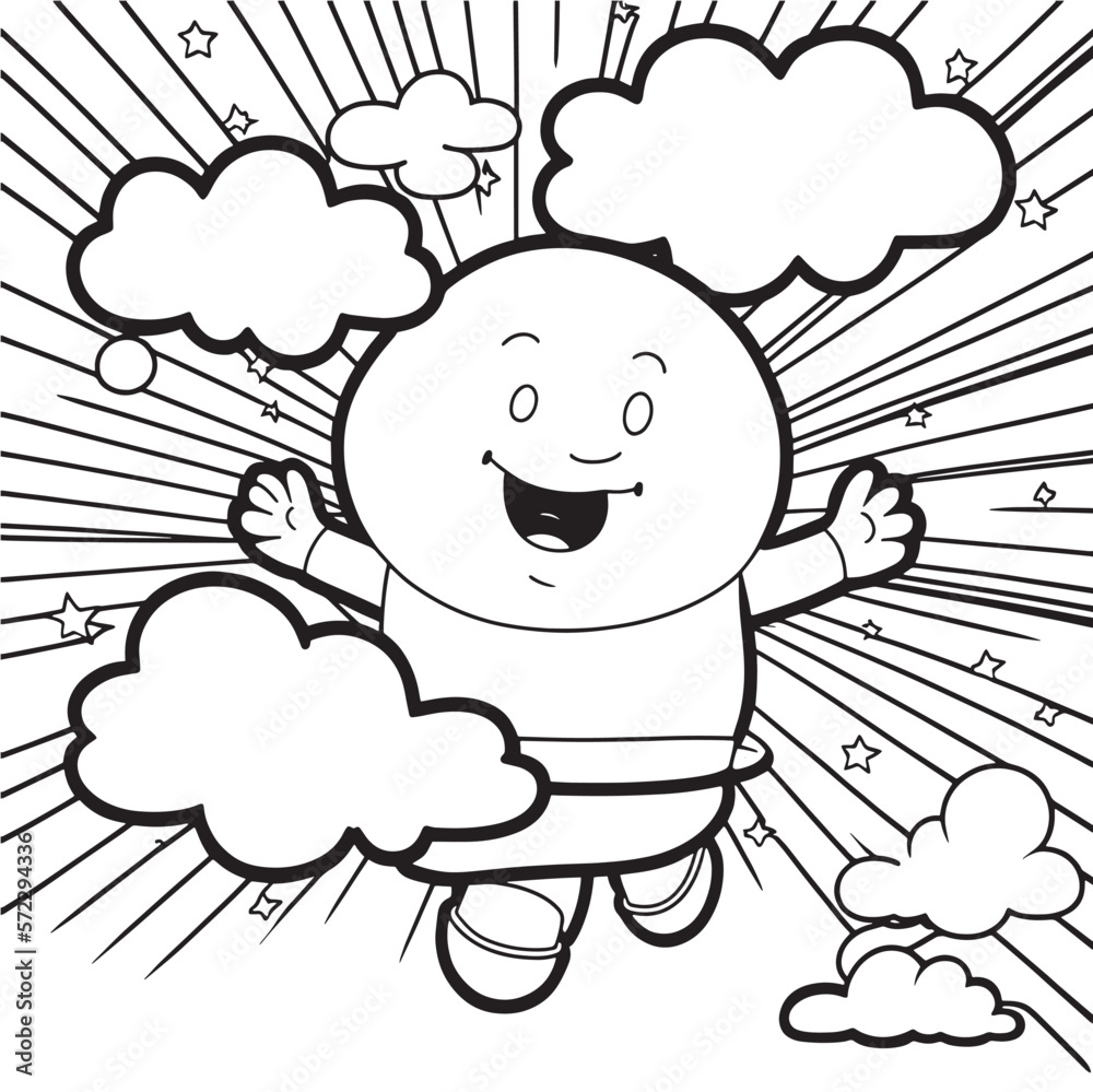 Black and white coloring pages for kids, simple lines, cartoon style ...