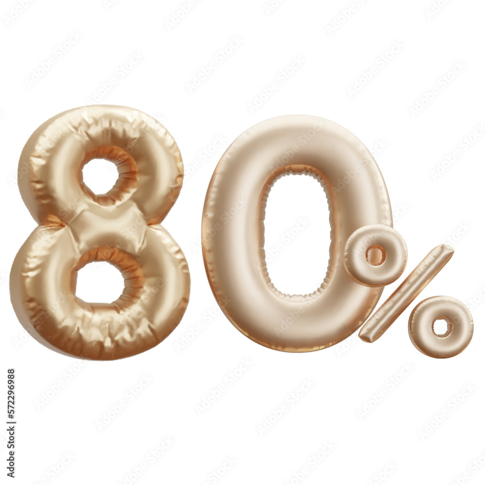 number balloon gold 80 % percent discount realistic. isolated on a ...