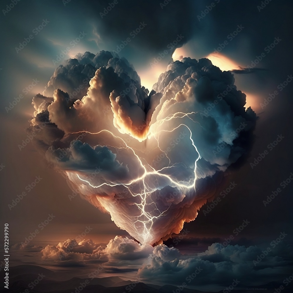 Stormy Weather Taking the Shape of a Heart Symbol Stock Illustration ...