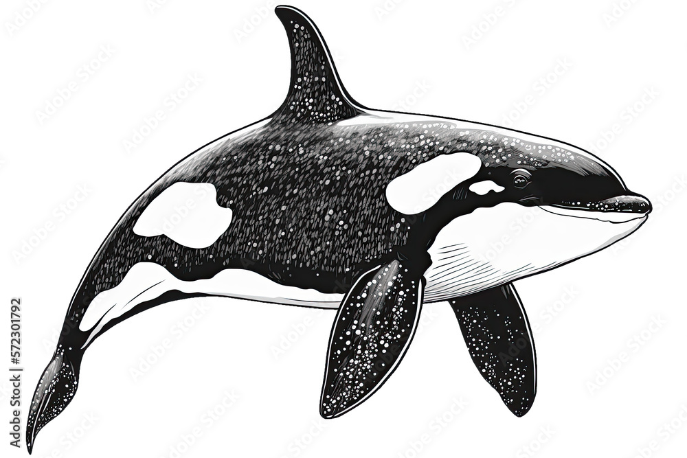 Killer whale isolated. Sketch of orca isolated on transparent ...