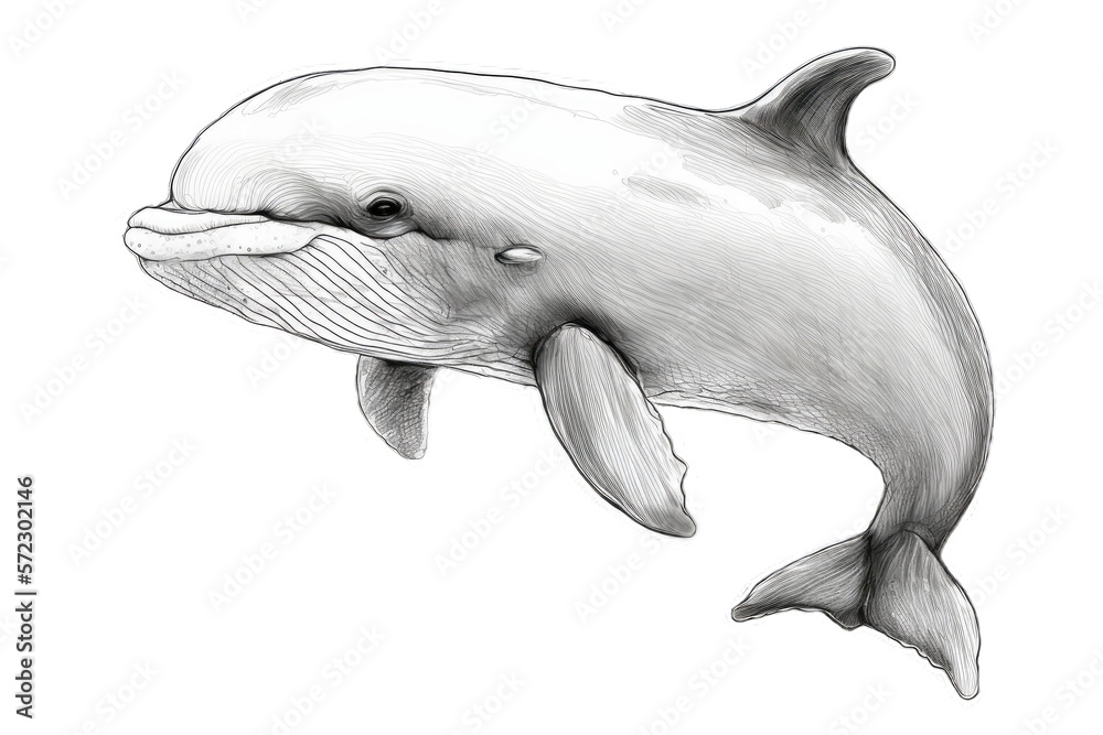 Beluga whale isolated. Sketch of beluga whale isolated on transparent ...