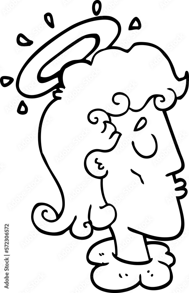 line drawing cartoon angel face Stock Illustration | Adobe Stock
