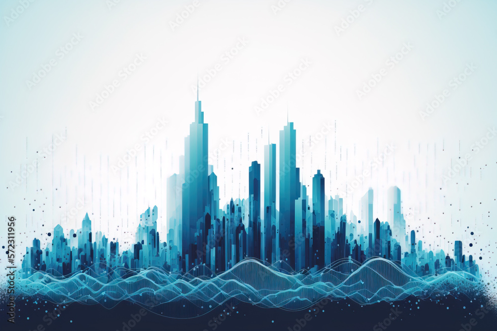 Photo & Art Print Smart city concept digital drawing. Generative AI ...
