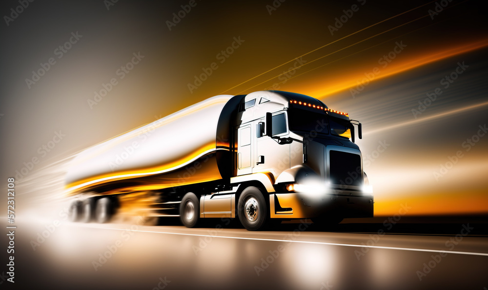 Fuel tanker truck concept in motion, Generative AI illustration Stock ...