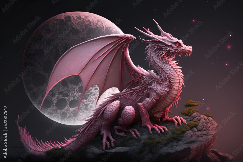 dragon in the night fantasy vfx artwork. Stock Illustration | Adobe Stock
